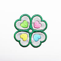 China Professional Custom Eco-Friendly Computer Embroidered Fabric Iron-On Four-leaf Clover Shape Embroidery Patches for sale