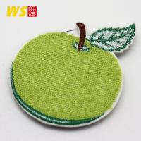 China Best Selling High Quality Eco-Friendly Custom Green Apple Pattern Chenille Embroidery Patch Sew-On Fabric Jeans Clothes for sale