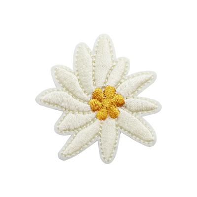 China Beautiful Luxury Logo Embroidery Patch Personalized Chrysanthemum Floral Applique Fabric Badge with Embroidered Technics for sale