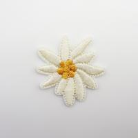 China Beautiful Luxury Logo Embroidery Patch Personalized Chrysanthemum Floral Applique Fabric Badge with Embroidered Technics for sale