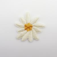 China Beautiful Luxury Logo Embroidery Patch Personalized Chrysanthemum Floral Applique Fabric Badge with Embroidered Technics for sale
