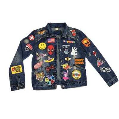 China Children's Clothing Embroidered Color Sequin Patch Brand Name Logo Chenille Patch Embroidered Sweatshirt for sale