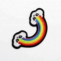China Customized Cartoon Rainbow Embroidery Patch Stickers Iron-On Style Fabric PU Hand Embroidered Badges for Clothes Accessories for sale