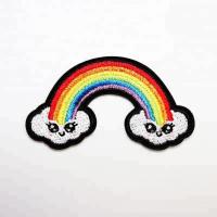 China Customized Cartoon Rainbow Embroidery Patch Stickers Iron-On Style Fabric PU Hand Embroidered Badges for Clothes Accessories for sale