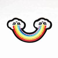 China Customized Cartoon Rainbow Embroidery Patch Stickers Iron-On Style Fabric PU Hand Embroidered Badges for Clothes Accessories for sale