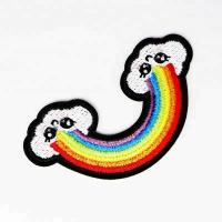 China Customized Cartoon Rainbow Embroidery Patch Stickers Iron-On Style Fabric PU Hand Embroidered Badges for Clothes Accessories for sale