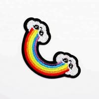 China Customized Cartoon Rainbow Embroidery Patch Stickers Iron-On Style Fabric PU Hand Embroidered Badges for Clothes Accessories for sale