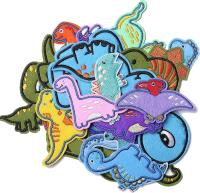 China Cute Embroidered Dinosaur Iron-On Sew-On Patches PVC Fabric Applique for Clothes Dresses Hats Jeans Backpacks for sale