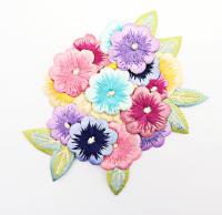 China Three-Dimensional Applique Flower Embroidery Badge Flower Patches for Clothes for sale