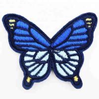 China Custom Blue Butterfly Patch Iron on Embroidery Patch Butterfly Patches for Hats Lady Dress for sale