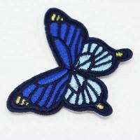 China Custom Blue Butterfly Patch Iron on Embroidery Patch Butterfly Patches for Hats Lady Dress for sale