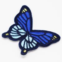 China Custom Blue Butterfly Patch Iron on Embroidery Patch Butterfly Patches for Hats Lady Dress for sale