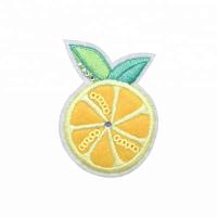China Crystal 3D Logo Latest Lemon Embroidery Sequin Patch for sale