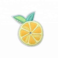 China Crystal 3D Logo Latest Lemon Embroidery Sequin Patch for sale