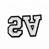 China Multi-Color Eco-Friendly Iron-On Embroidered English Letters with Beads Decoration for Jerseys and Garment Sewing Accessories for sale
