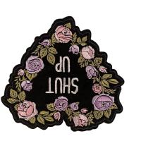 China Iron on Embroidery Patch With Flower Patten Shut up Patch Factory Supply for sale