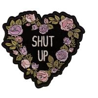 China Iron on Embroidery Patch With Flower Patten Shut up Patch Factory Supply for sale