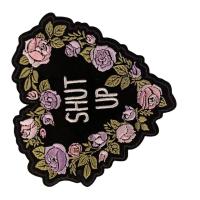 China Iron on Embroidery Patch With Flower Patten Shut up Patch Factory Supply for sale
