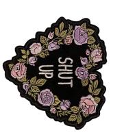 China Iron on Embroidery Patch With Flower Patten Shut up Patch Factory Supply for sale