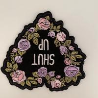 China Iron on Embroidery Patch With Flower Patten Shut up Patch Factory Supply for sale