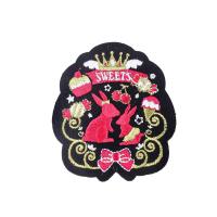 China Pink Marry Rabbit Magician Hand Embroidery Brooch Badges Clothing Bullion Wire Fashion Jacket Embroidered for sale