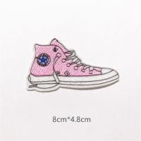 China Custom Pink Sneaker Patch High Quality Embroidered Flower Lace Badges Iron-On Shoes Patches with Custom Designs for Hat & DIY for sale