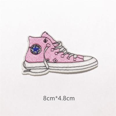 China Custom Pink Sneaker Patch High Quality Embroidered Flower Lace Badges Iron-On Shoes Patches with Custom Designs for Hat & DIY for sale
