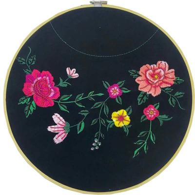 China Home Decoration Embroidery Circle With Flower Machine Embroidery Craft for Inner Decoration for sale