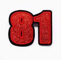 China Gold Metallic Thread Shinny Letters Embroidered Patch Digital Fabric Garment Logo Patch with Lace Decoration for sale