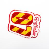 China Gold Metallic Thread Shinny Letters Embroidered Patch Digital Fabric Garment Logo Patch with Lace Decoration for sale