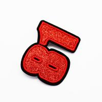 China Gold Metallic Thread Shinny Letters Embroidered Patch Digital Fabric Garment Logo Patch with Lace Decoration for sale