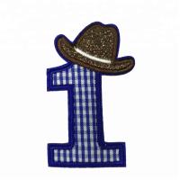 China Gold Metallic Thread Shinny Letters Embroidered Patch Digital Fabric Garment Logo Patch with Lace Decoration for sale