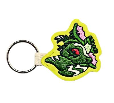 China Personalized Embroidery Keychain Custom Letter Logo Promotional Gift Woven Fabric Jet Key Tag Embroidered Key Ring for sale