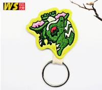 China Personalized Embroidery Keychain Custom Letter Logo Promotional Gift Woven Fabric Jet Key Tag Embroidered Key Ring for sale
