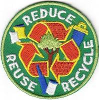 China Custom Sustainable GRS Certified 100% Recycled Polyester Embroidered Badges Eco-friendly Retro Iron-on Badges for Clothing for sale