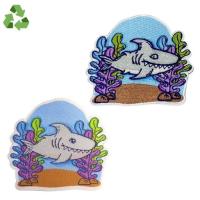 China Custom Sustainable GRS Certified 100% Recycled Polyester Embroidered Badges Eco-friendly Retro Iron-on Badges for Clothing for sale