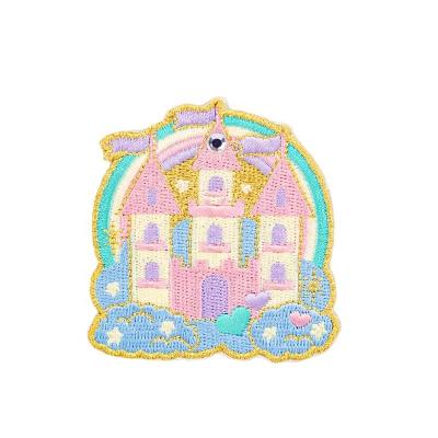 China Embroidered  Colored Castle Patch With Rhinestone Patch Iron on Patches for  Hats Clothing for sale