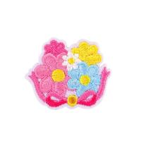 China Flat Embroidery Color Flower Cluster Patch Bow Knot Pink Blue Yellow Flower Dress Patch Lovely Little Flower for sale
