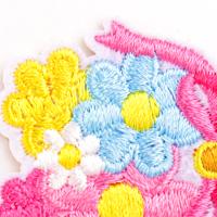 China Flat Embroidery Color Flower Cluster Patch Bow Knot Pink Blue Yellow Flower Dress Patch Lovely Little Flower for sale