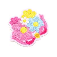 China Flat Embroidery Color Flower Cluster Patch Bow Knot Pink Blue Yellow Flower Dress Patch Lovely Little Flower for sale
