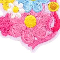 China Flat Embroidery Color Flower Cluster Patch Bow Knot Pink Blue Yellow Flower Dress Patch Lovely Little Flower for sale