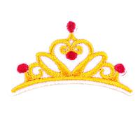 China Cartoon Gold Metallic Thread Iron-on Embroidered Small Crown Patches Beads Crown Embroidery Patch for Clothes Main Fabric for sale