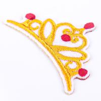 China Cartoon Gold Metallic Thread Iron-on Embroidered Small Crown Patches Beads Crown Embroidery Patch for Clothes Main Fabric for sale
