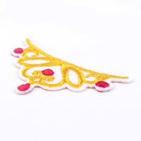 China Cartoon Gold Metallic Thread Iron-on Embroidered Small Crown Patches Beads Crown Embroidery Patch for Clothes Main Fabric for sale