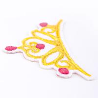 China Cartoon Gold Metallic Thread Iron-on Embroidered Small Crown Patches Beads Crown Embroidery Patch for Clothes Main Fabric for sale
