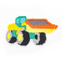 China New Boys Engineering and Racing Car Truck Embroidery Patch with Beads for Decor Iron-On Embroidered Car Patches for sale
