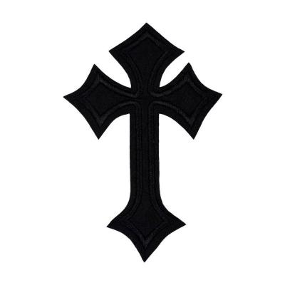 China Black Cross Embroidered Patch Iron-On Clothing Applique with Badges Style for sale