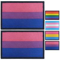 China Pride Progress Rainbow Flags LGBTQ Inclusive Tactical Patch with Lace Embroidered Technique for Backpack Hat Team Decorations for sale