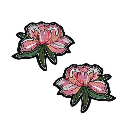 China Flower Cloth Patch Peony Computerized Embroidery  Fashion Decorative Patch Dress Shoes Clothing Personality Decoration for sale