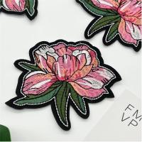 China Flower Cloth Patch Peony Computerized Embroidery  Fashion Decorative Patch Dress Shoes Clothing Personality Decoration for sale